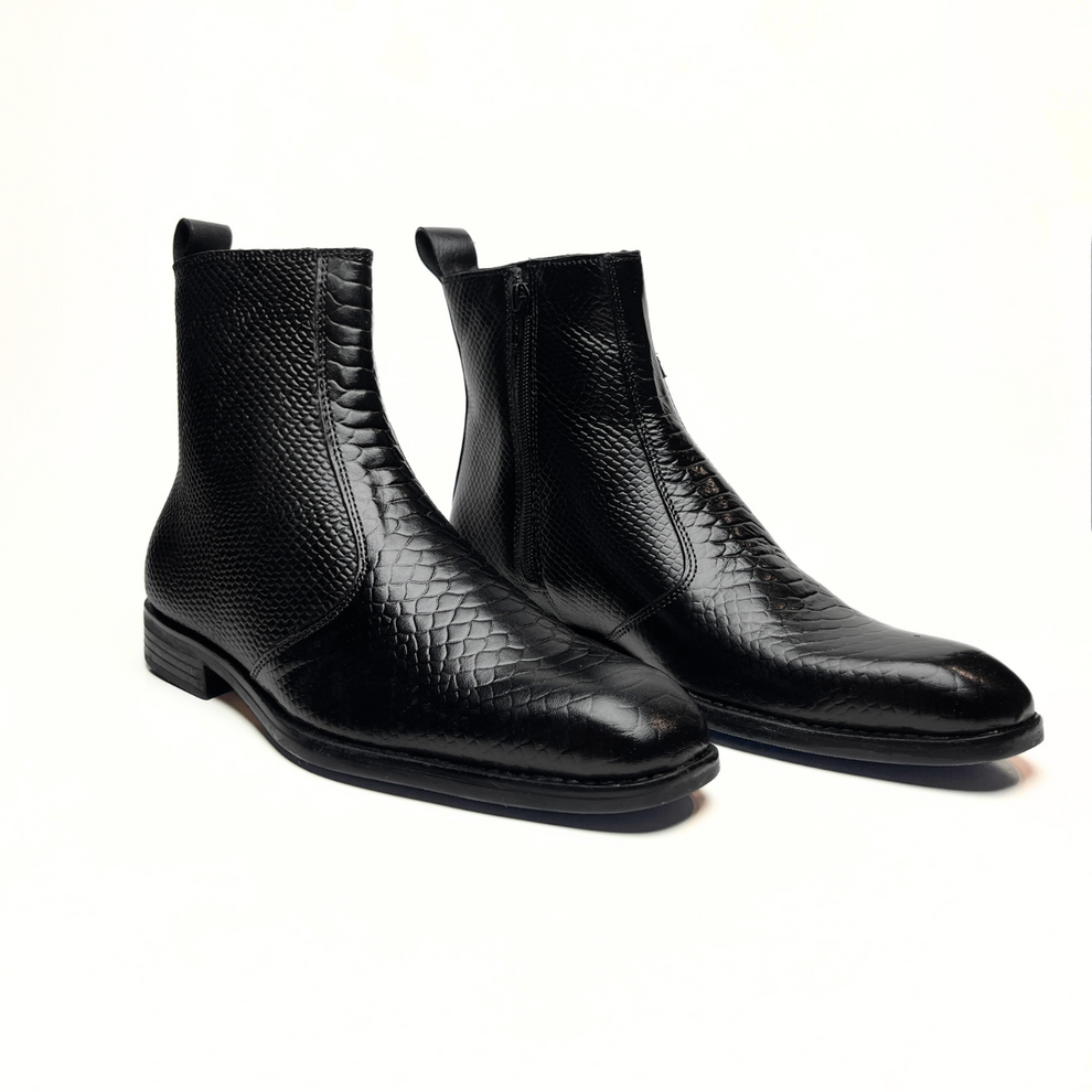 Croco Italian Chelsea Boots with Side Chain (Black)(bl-501) – Foot Stop